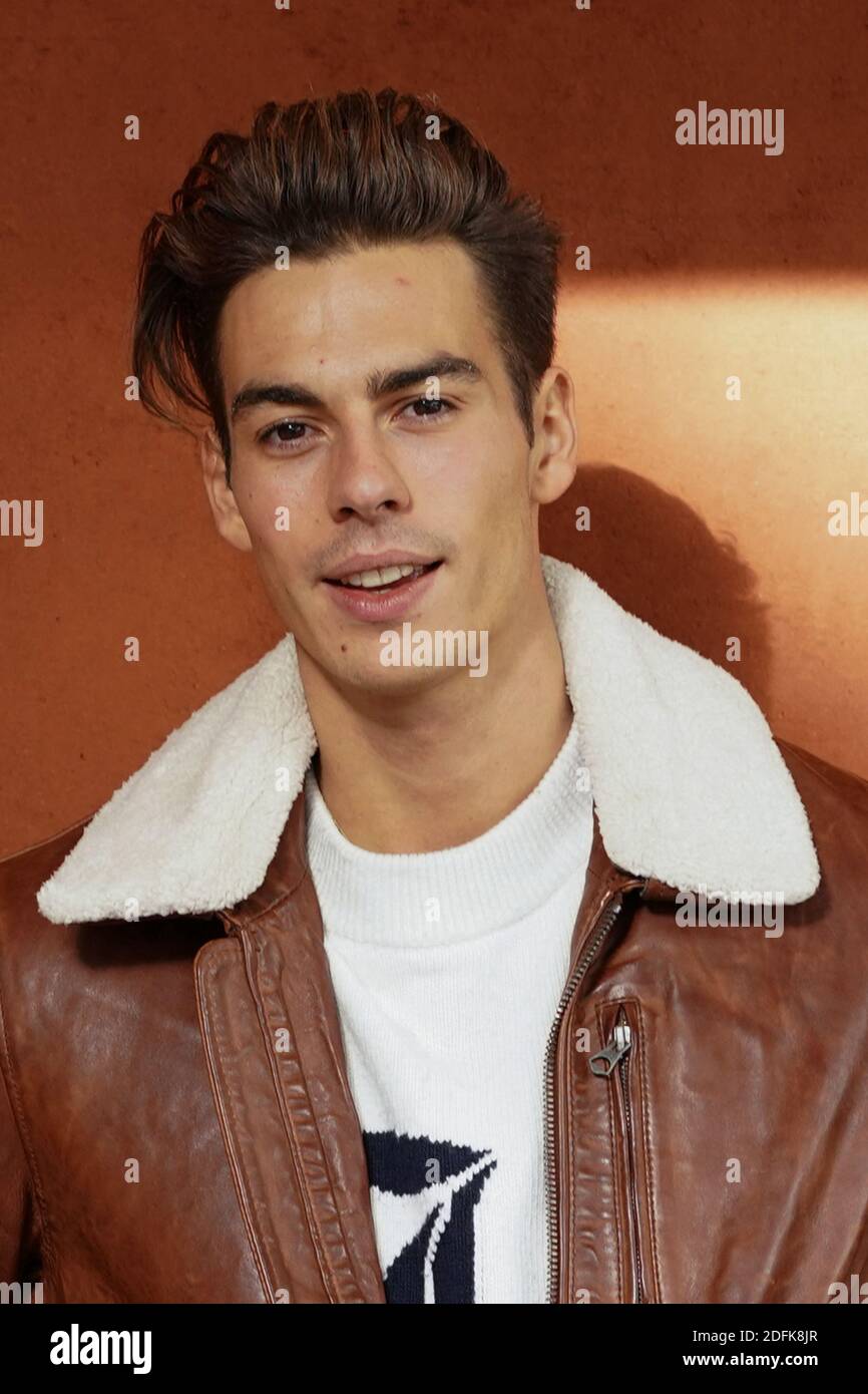 The model Corentin Huard attends the 2020 French Open at Roland Garros ...