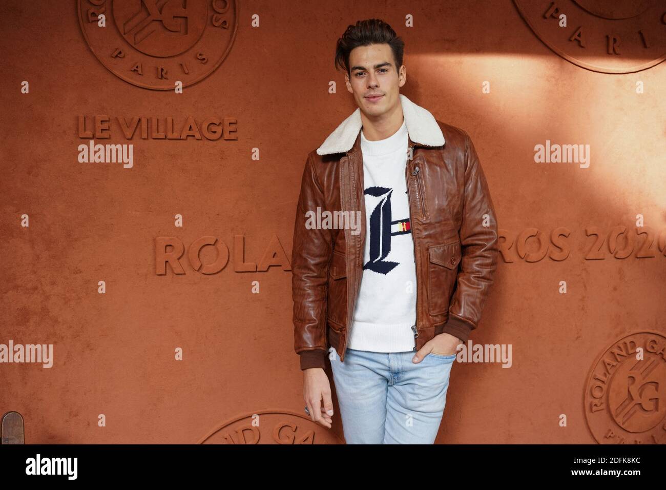 The model Corentin Huard attends the 2020 French Open at Roland Garros ...