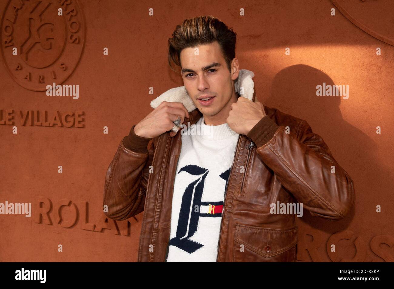 The model Corentin Huard attends the 2020 French Open at Roland Garros ...