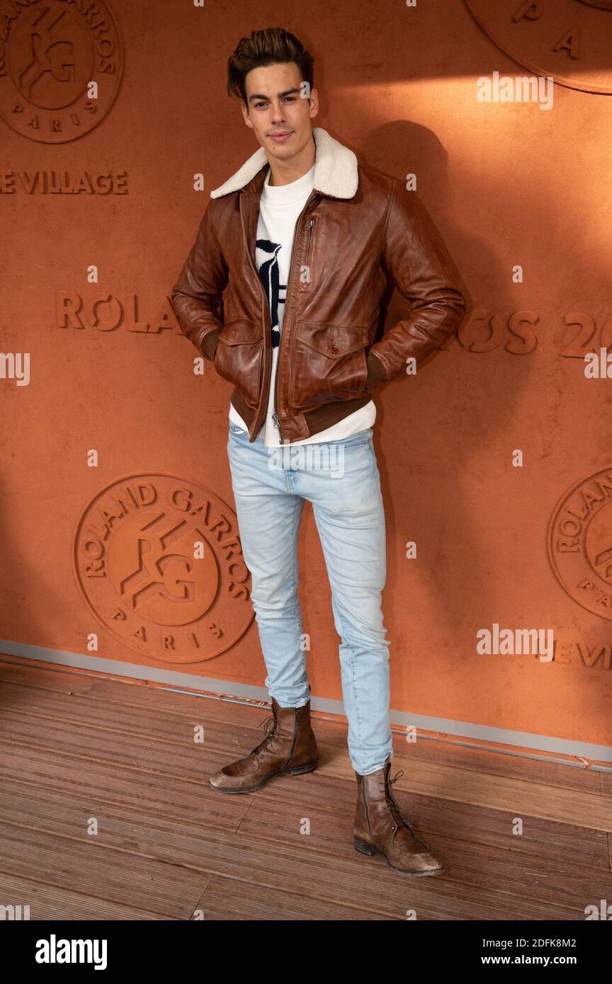 The model Corentin Huard attends the 2020 French Open at Roland Garros ...