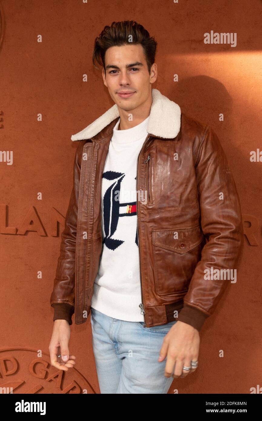 The model Corentin Huard attends the 2020 French Open at Roland Garros ...