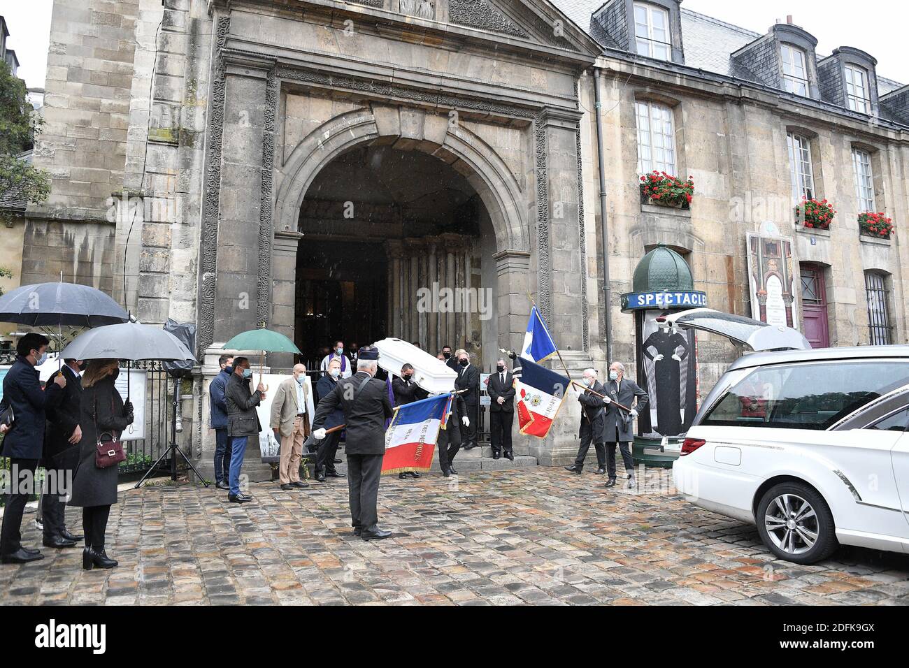 French first lady Brigitte Macron ( L ) attends Juliette Greco funeral ...