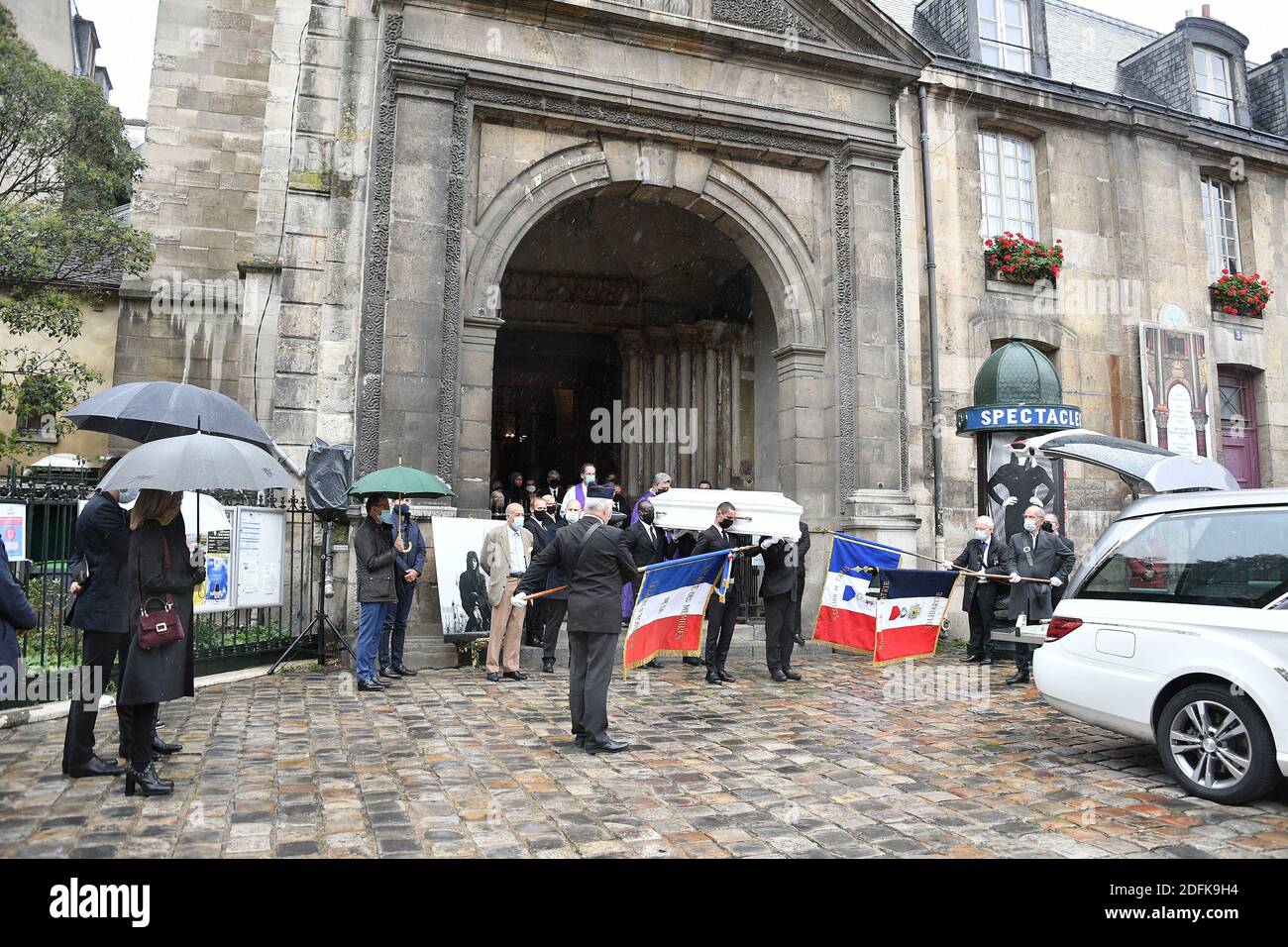 French first lady Brigitte Macron ( L ) attends Juliette Greco funeral ...