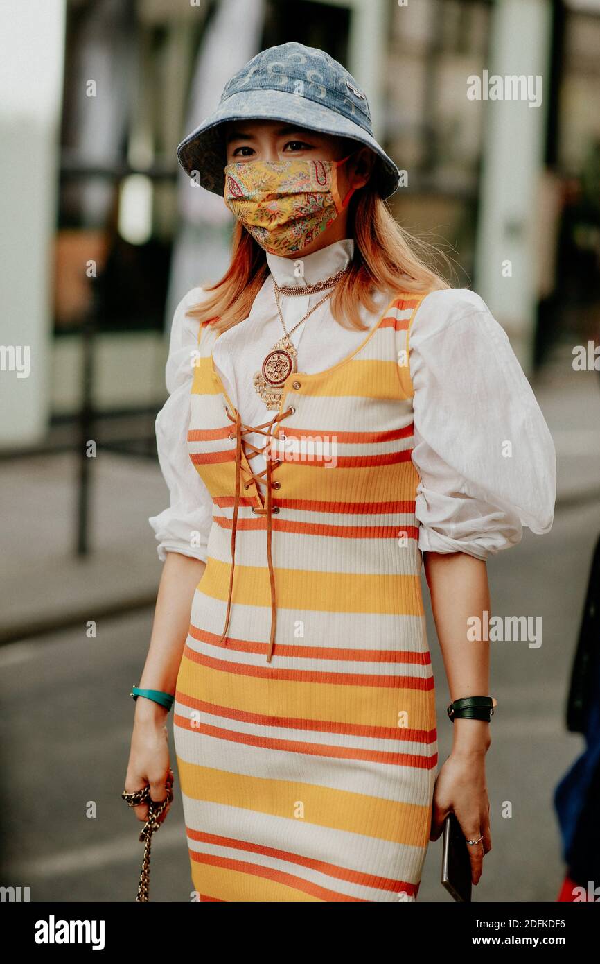 Street style, Fiona Kim arriving at Paco Rabanne Spring Summer 2021 ...