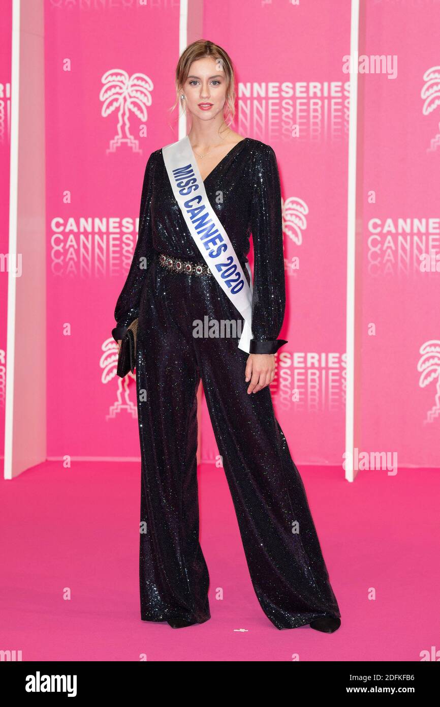 Miss Cannes 2020, Clara Chantereau poses on the pink carpet prior to ...