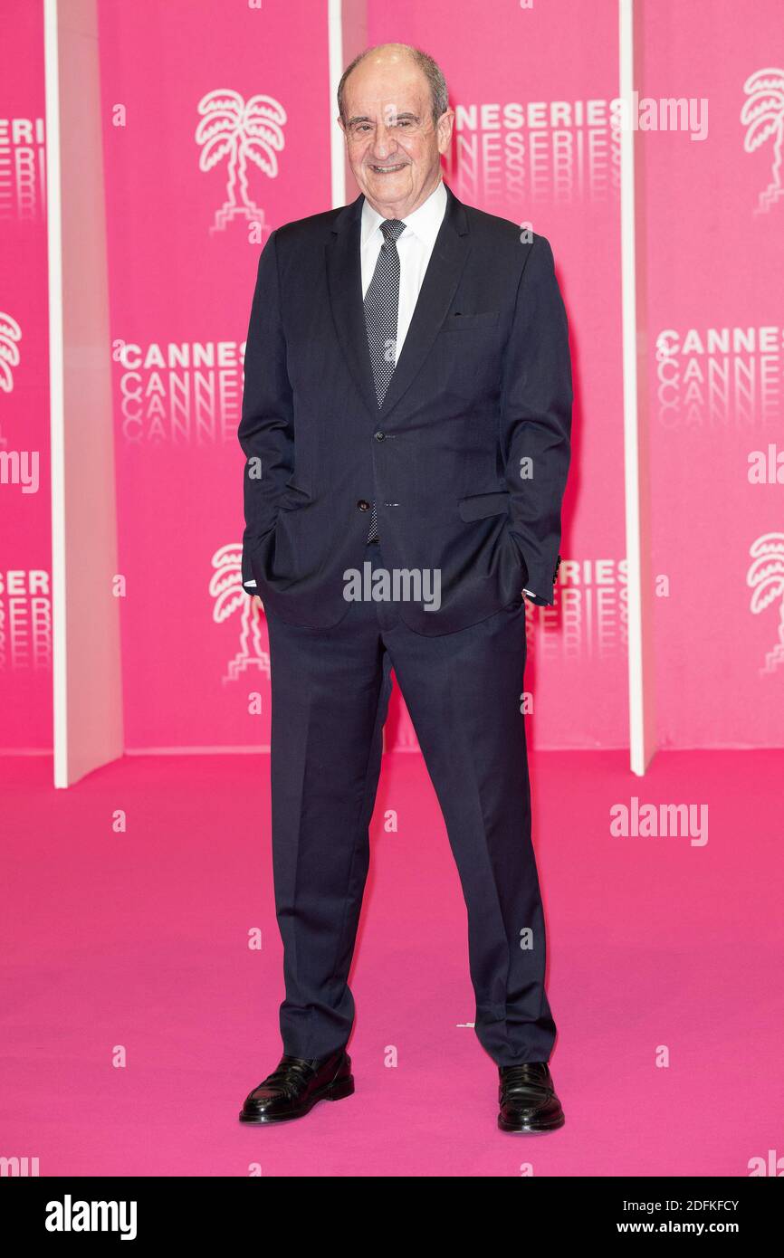 President of Festival de Cannes, Pierre Lescure poses on the pink ...