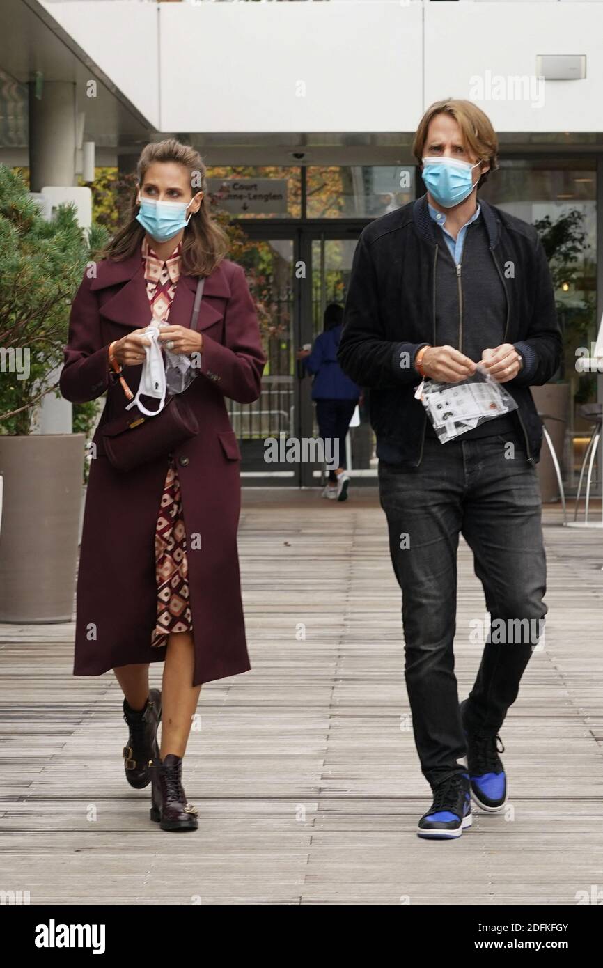 Ophelie Meunier and her husband Mathieu Vergne attend the French Tennis ...
