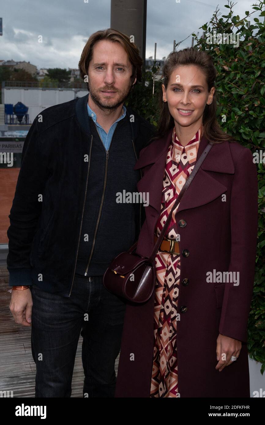 Ophelie Meunier and her husband Mathieu Vergne attend the French Tennis ...