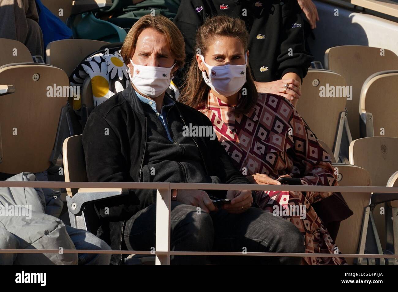 Ophelie Meunier and her husband Mathieu Vergne attend the French Tennis ...
