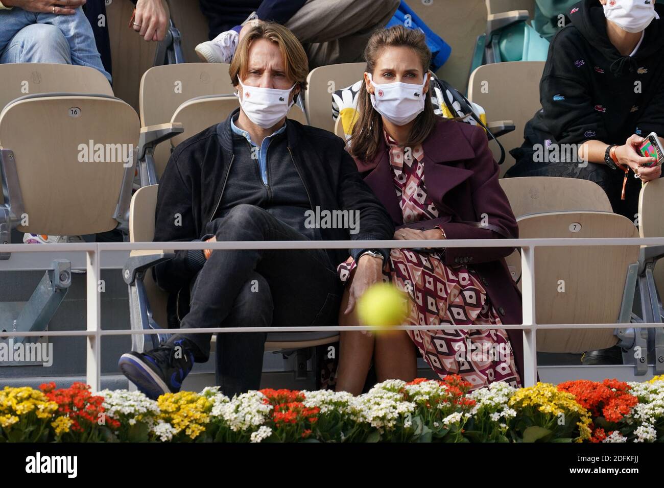 Ophelie Meunier and her husband Mathieu Vergne attend the French Tennis ...