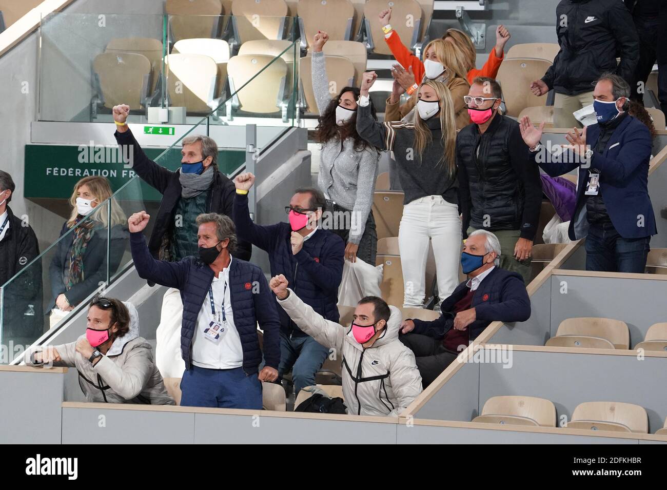 Victory atmosphere for Rafael Nadal's team after his final wins during ...