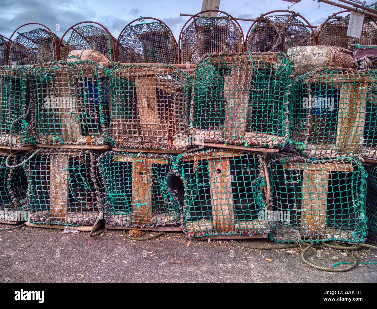 Fishing Crab Traps stacked and loaded ready to be set out at sea to ...