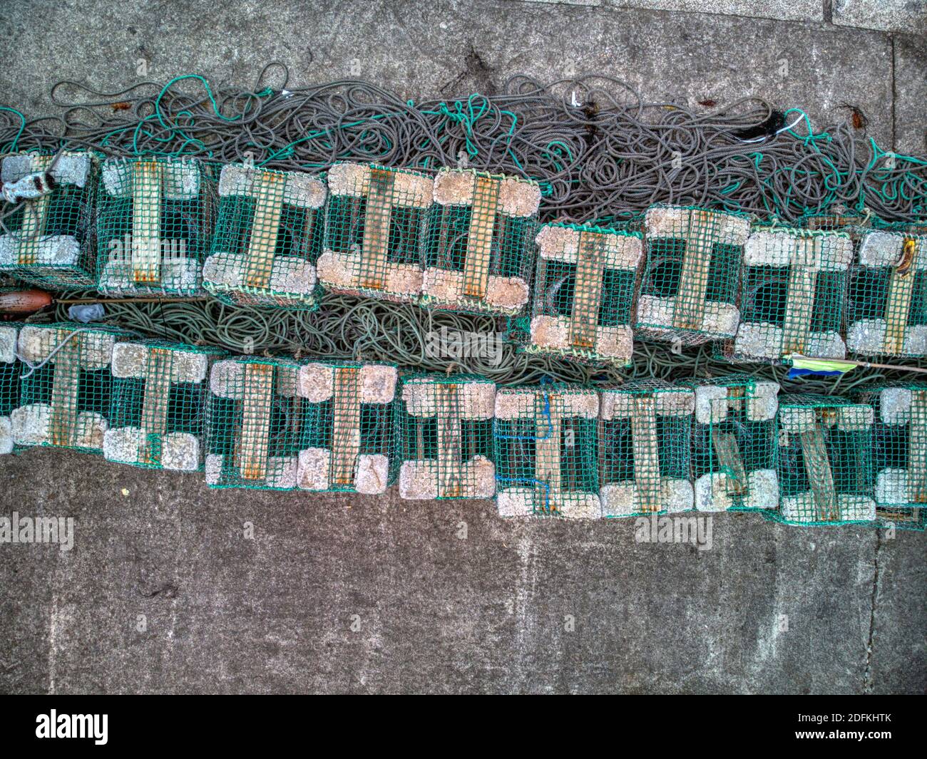 Fishing Crab Traps stacked and loaded ready to be set out at sea to ...