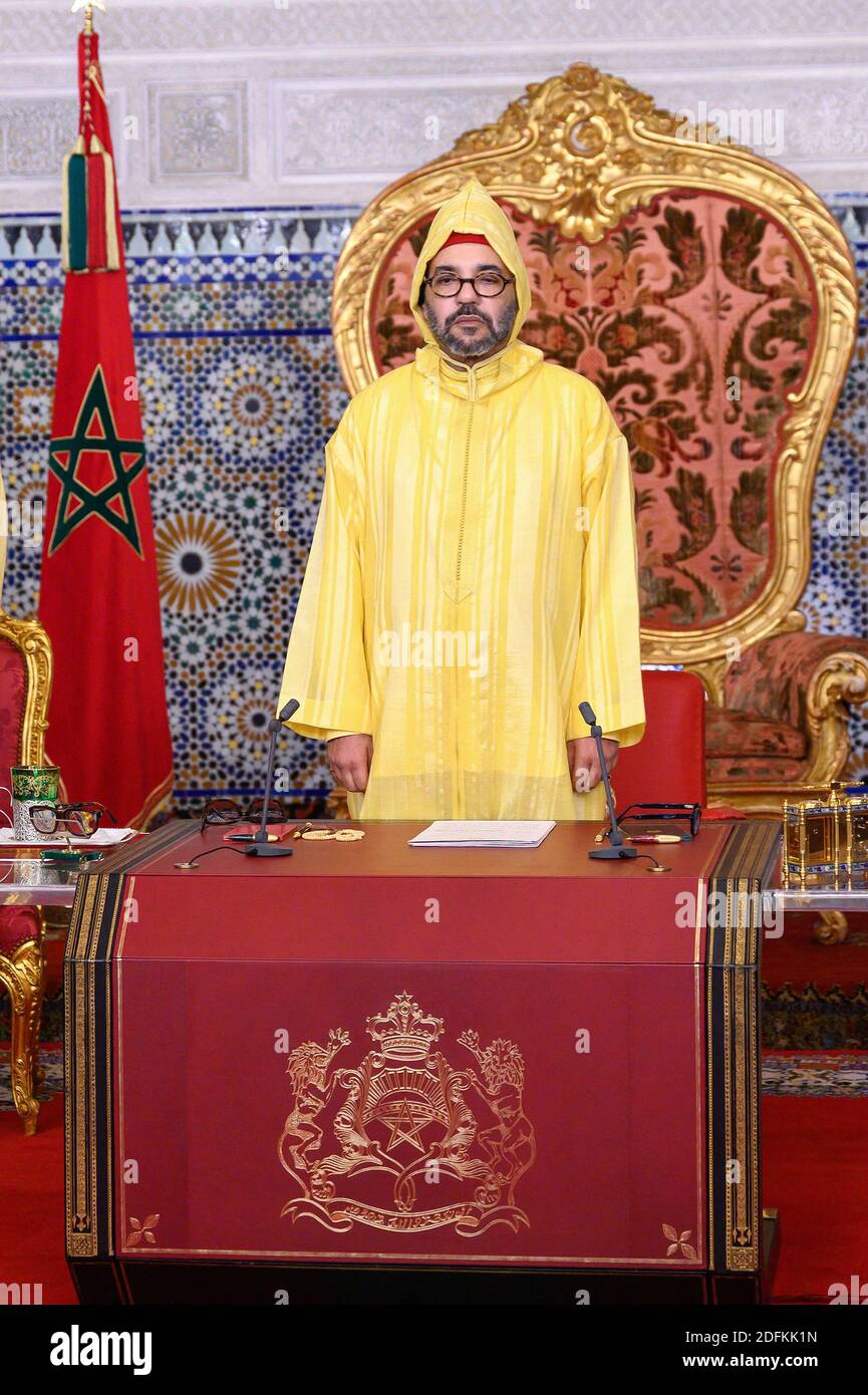 King Mohammed VI of Morocco deliveres a speech on occasion of the opening of the parliament, on ...