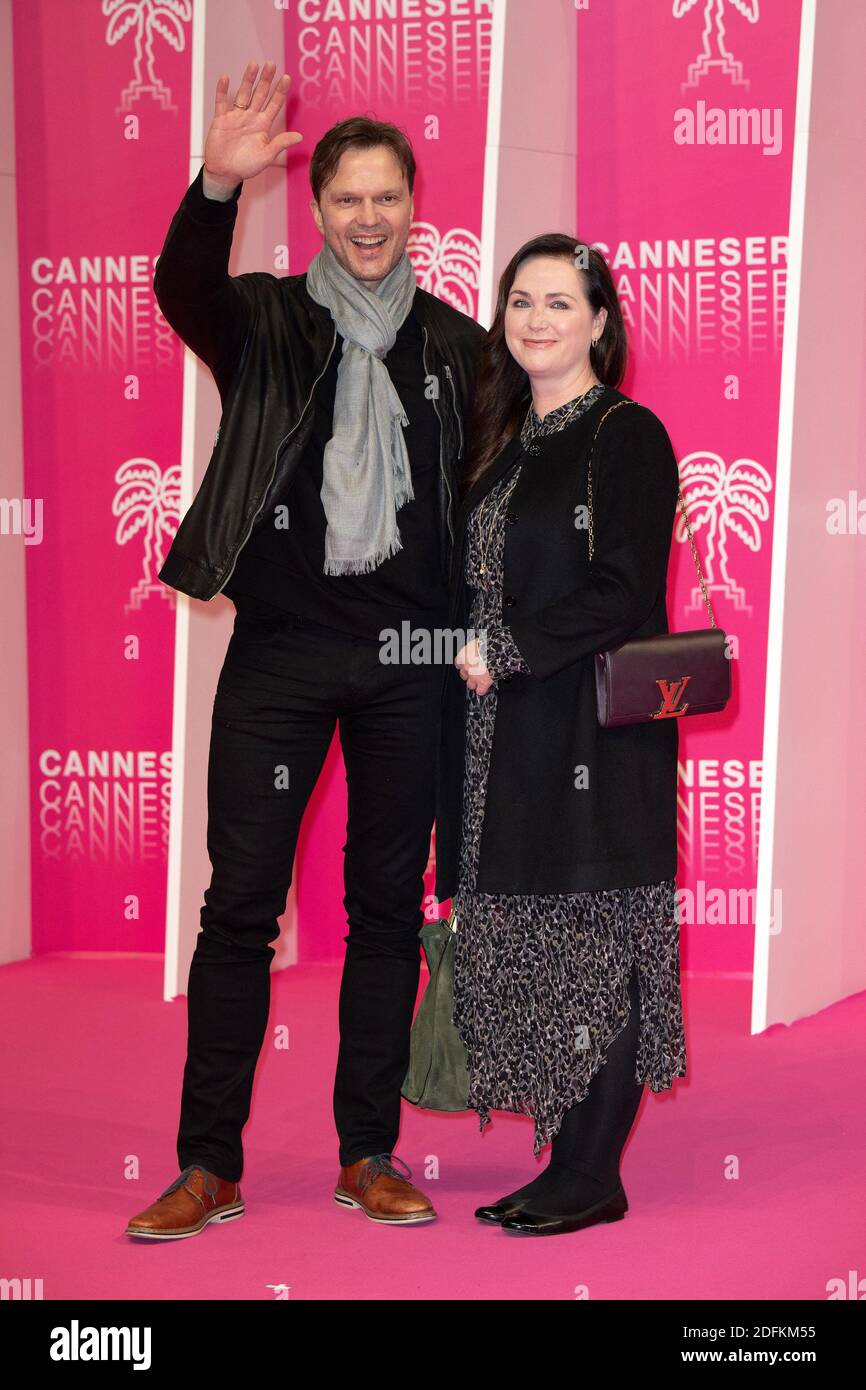 Alexander Eik and his wifevSilje Hopland Eik pose on the pink carpet ...