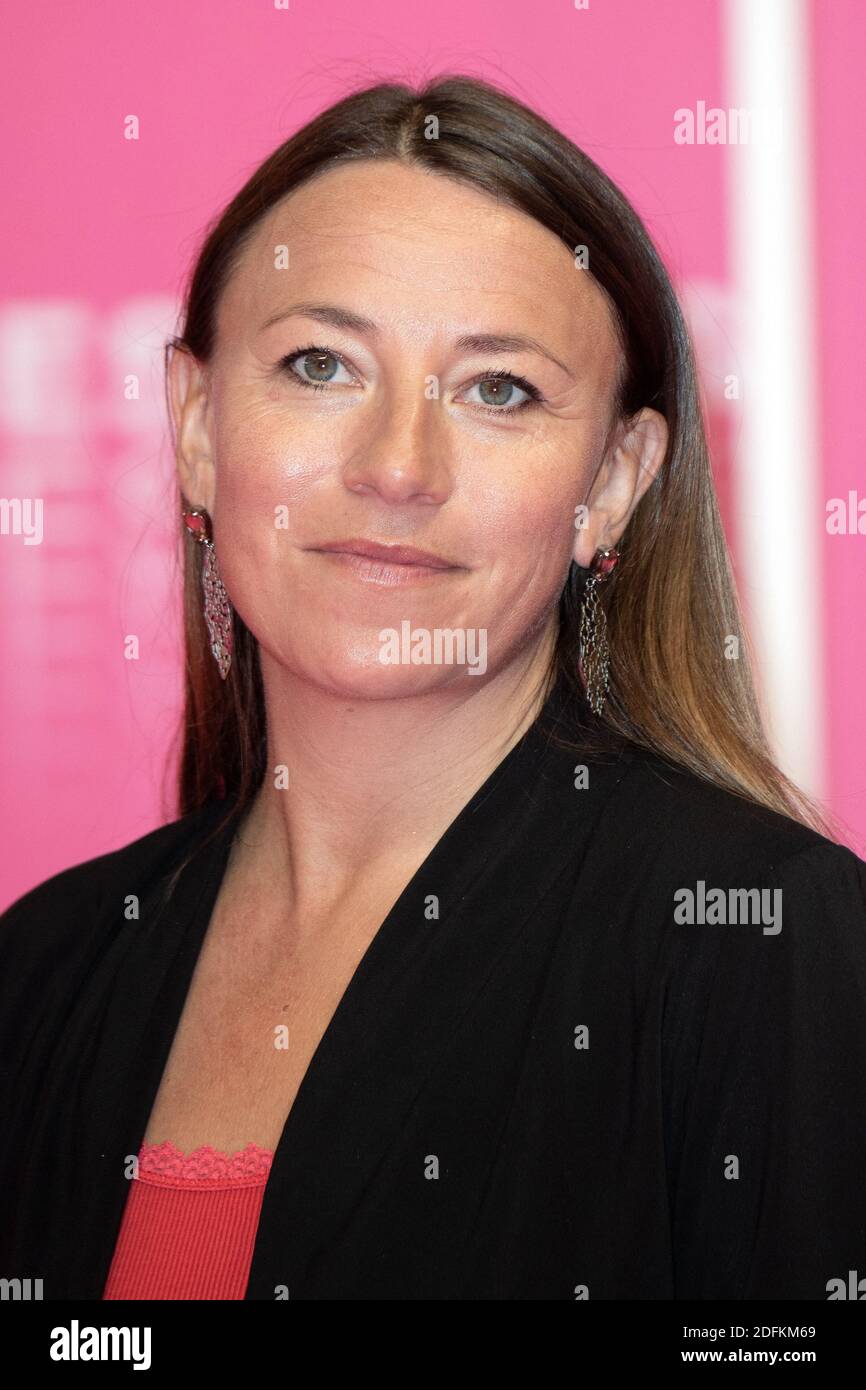 Marianne Sand poses on the pink carpet during the 3rd Canneseries ...