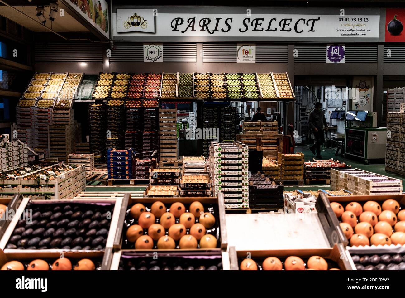 Boxes of fruits and vegetables prepared at the Marche International ...