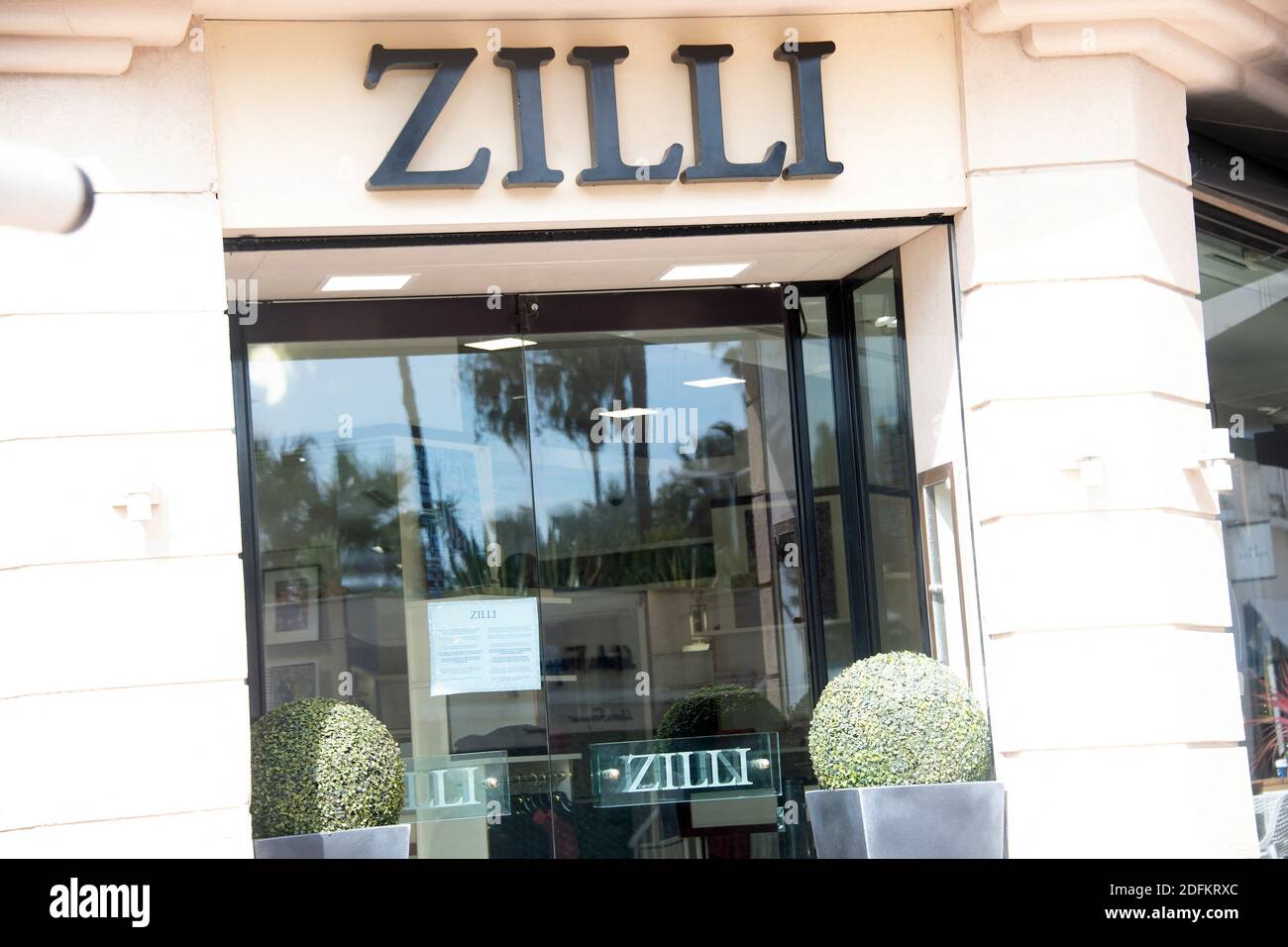 A shop sign of ZILLI, on October 13, 2020 in Cannes, France. Photo by ...