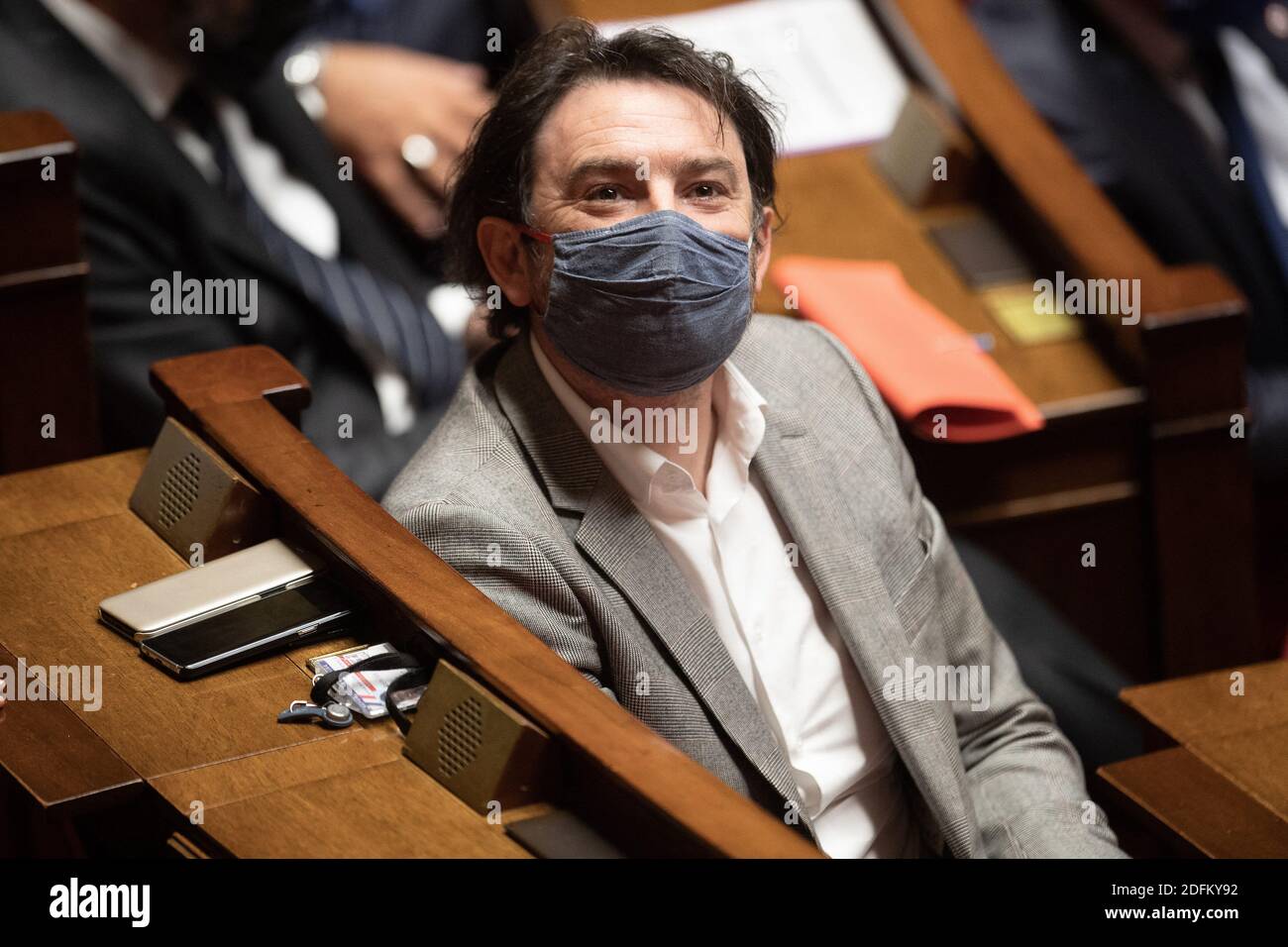 Deputy, Erwan Balanant attends a session of Questions to the Government ...