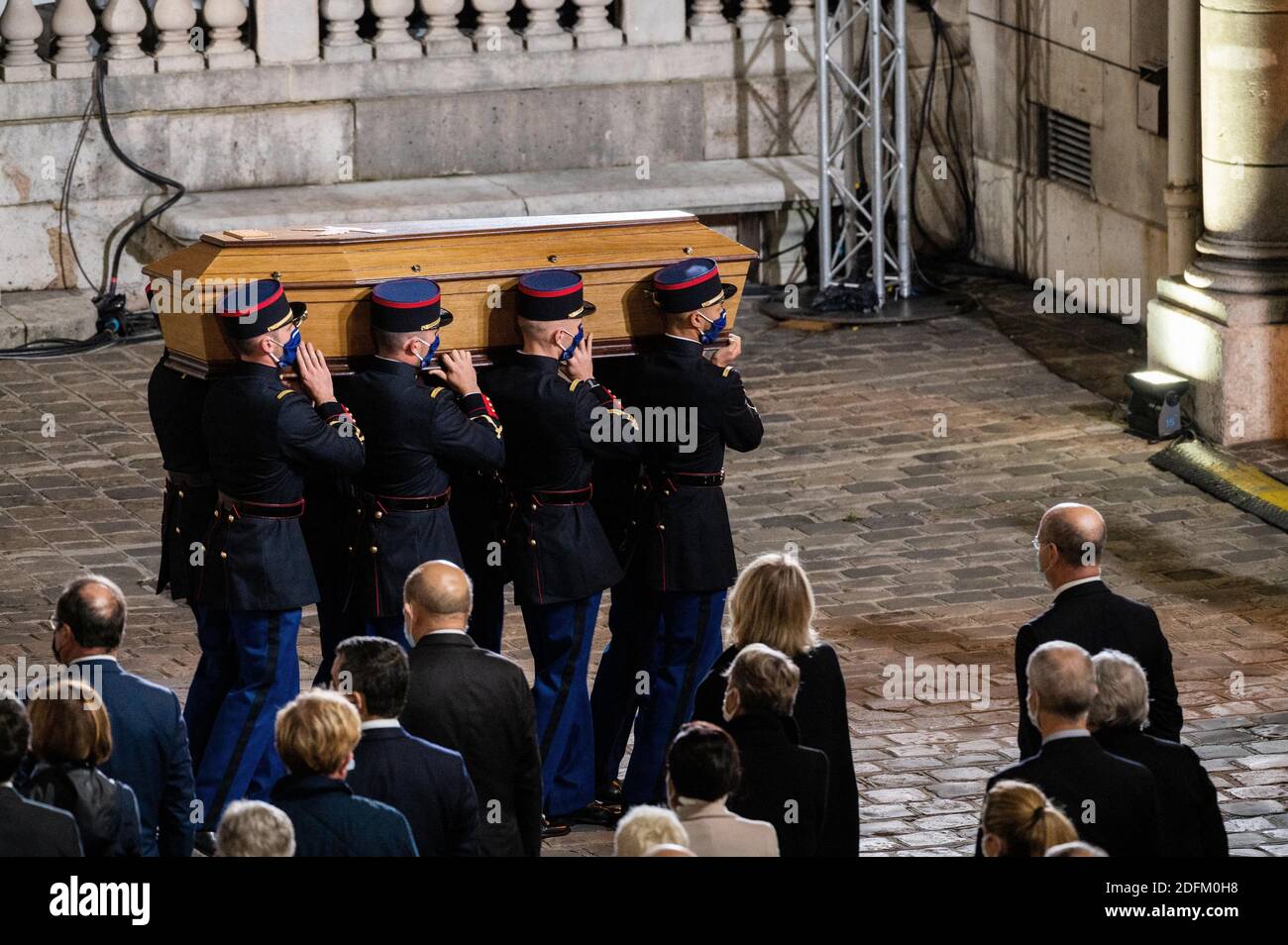 French Republican guards carry Samuel Paty's coffin inside Sorbonne ...
