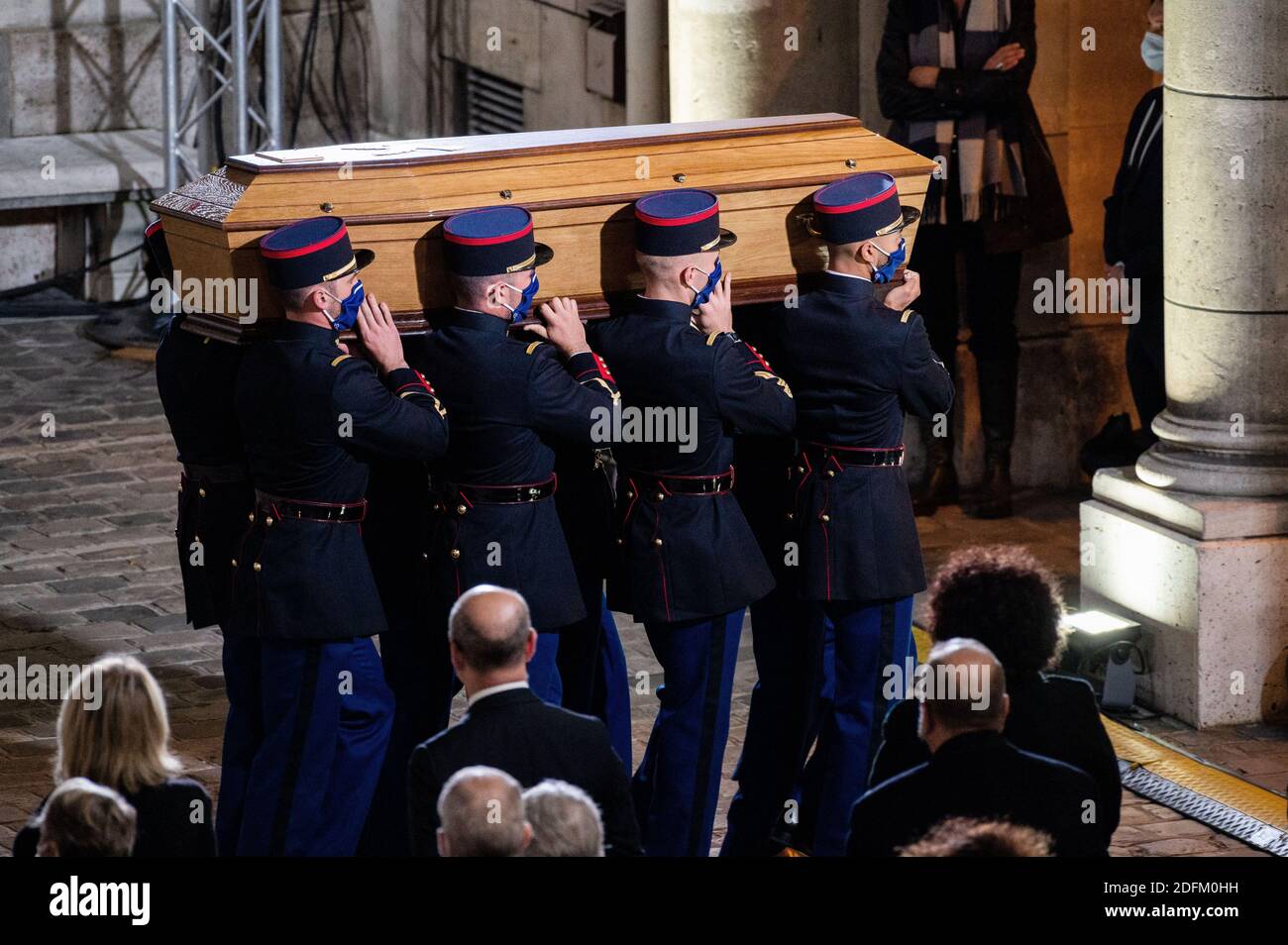 French Republican guards carry Samuel Paty's coffin inside Sorbonne ...