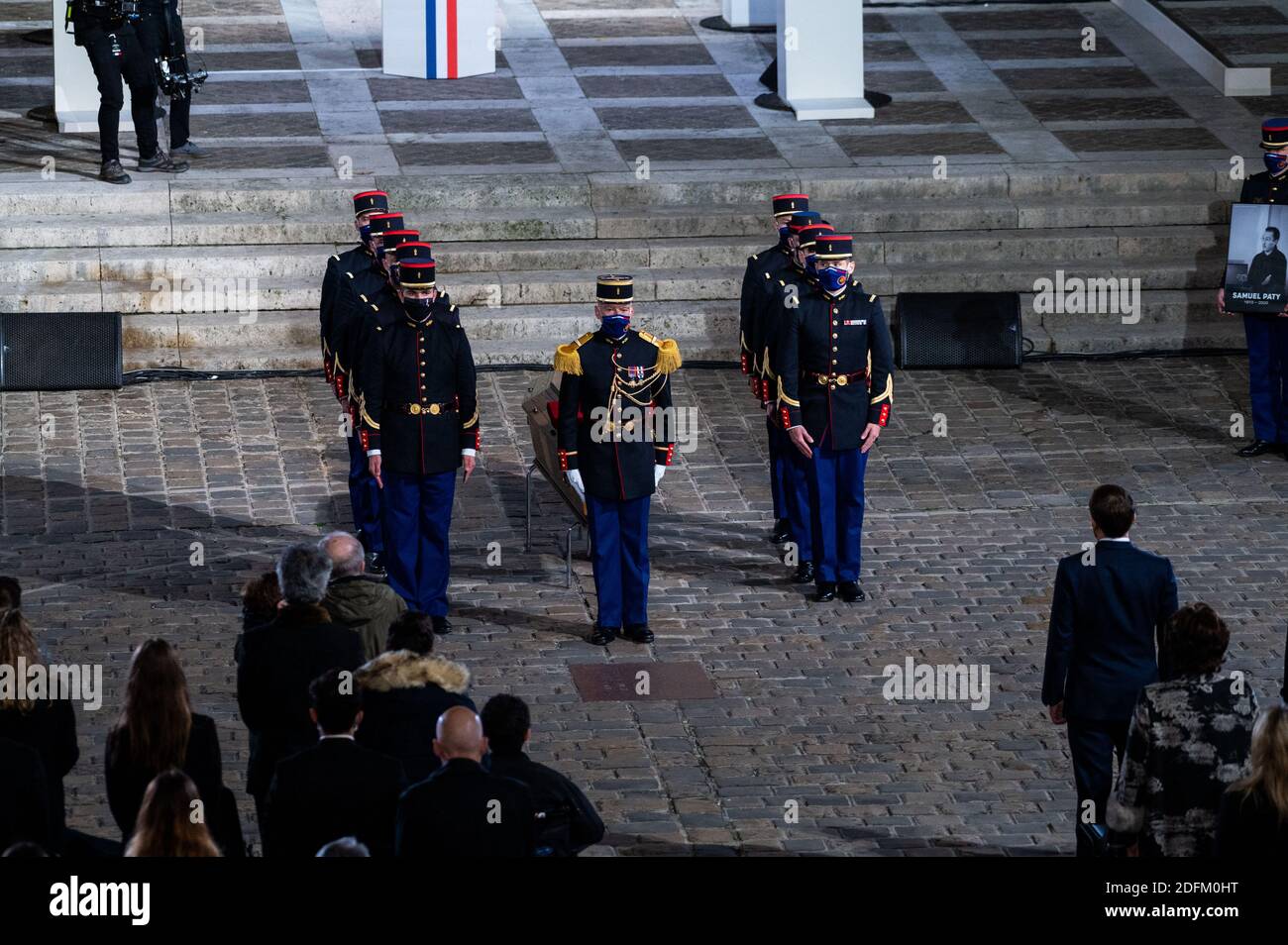 French Republican guards carry Samuel Paty's coffin inside Sorbonne ...