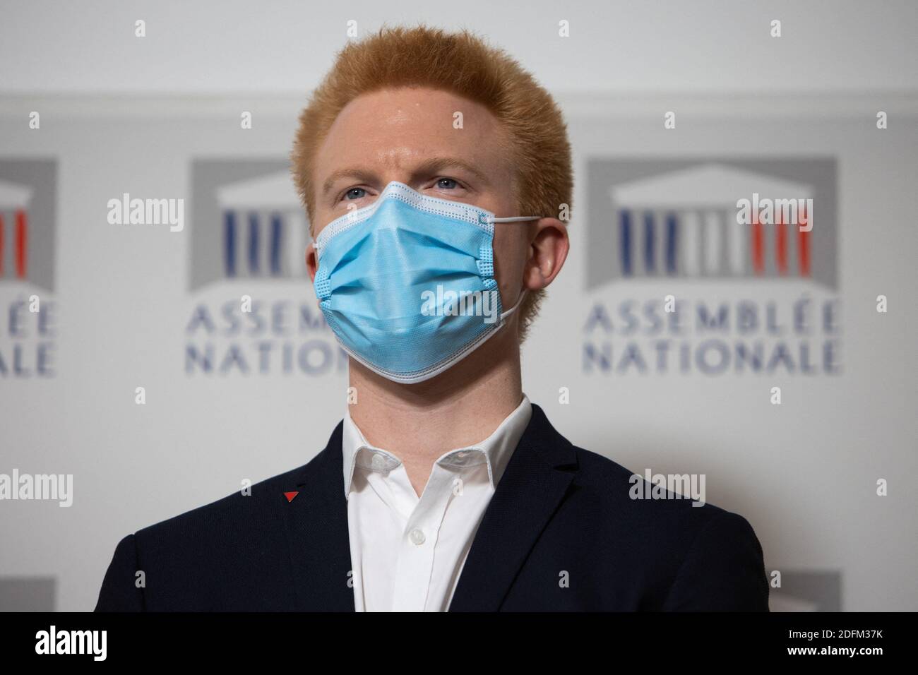 French LFI deputy Adrien Quatennens during La France Insoumise press ...