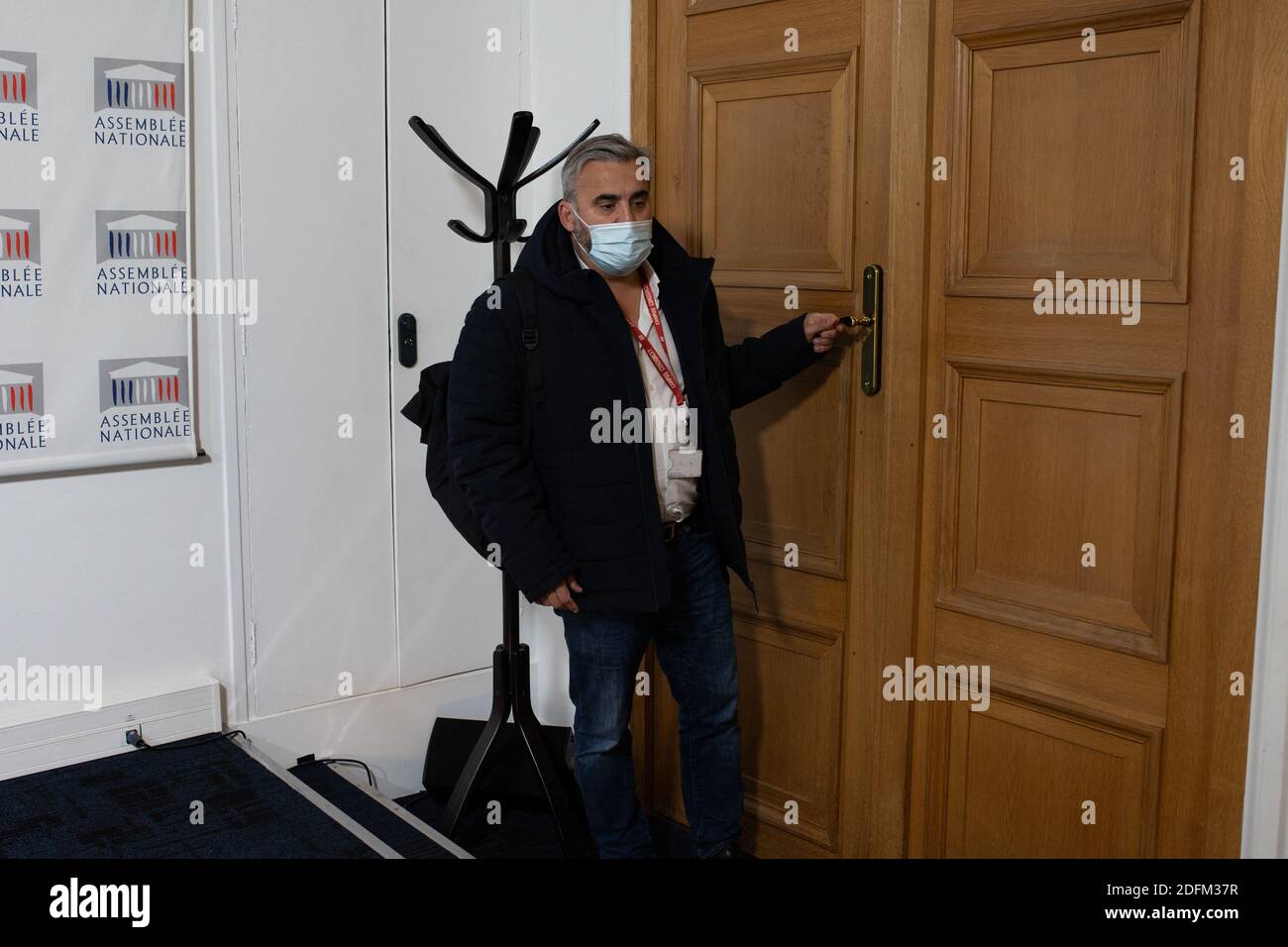 French LFI deputy Alexis Corbiere arrives before a La France Insoumise ...
