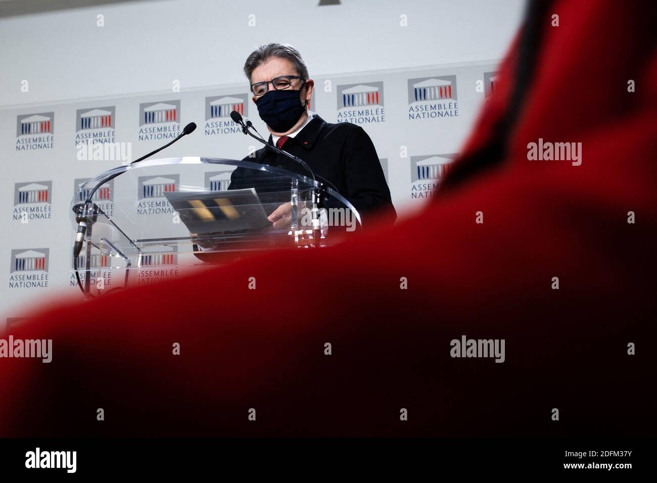 French LFI deputy Jean-Luc Melenchon arrives for a La France Insoumise ...