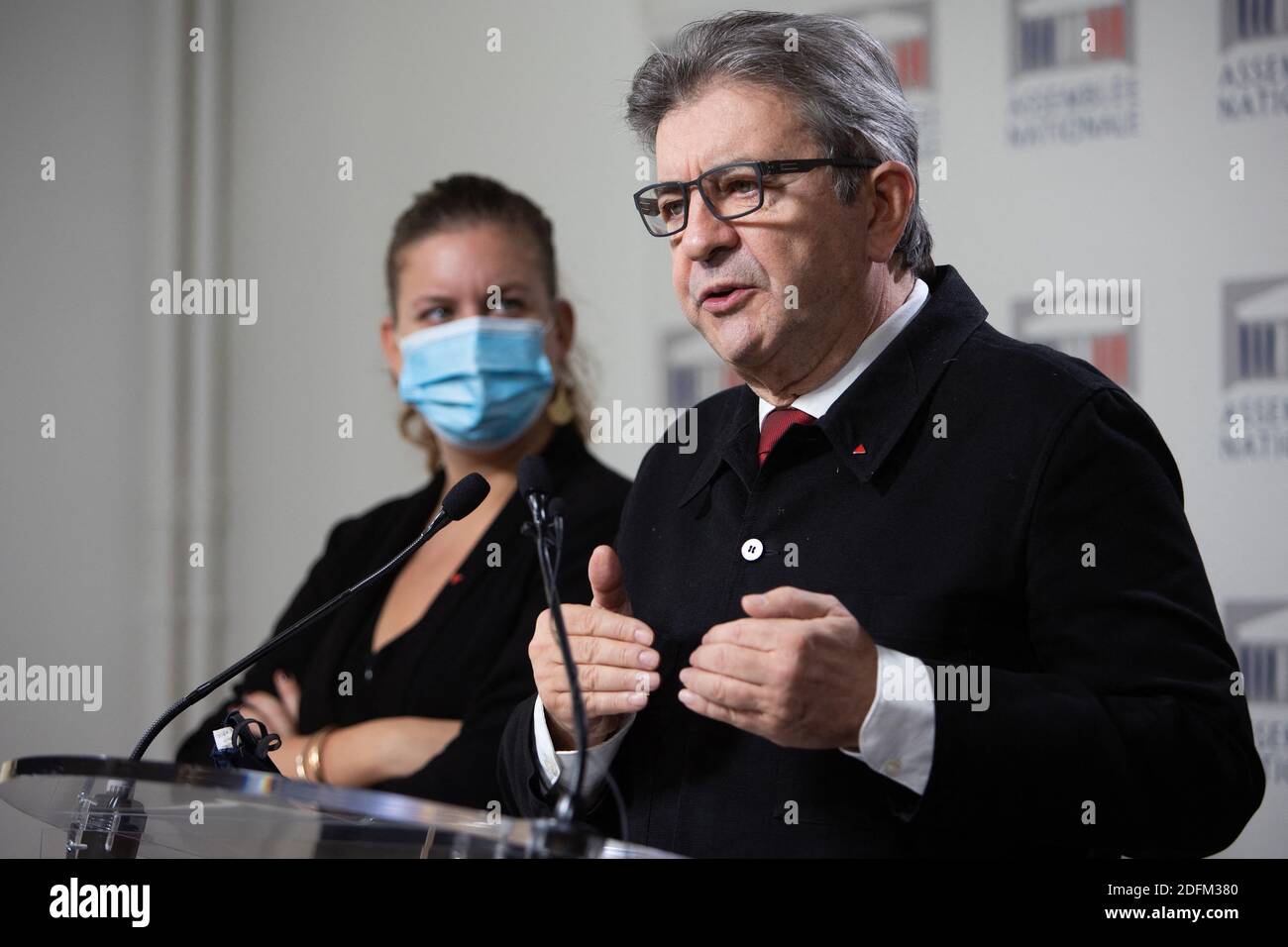 French LFI deputy Jean-Luc Melenchon and LFI deputy Mathilde Panot ...