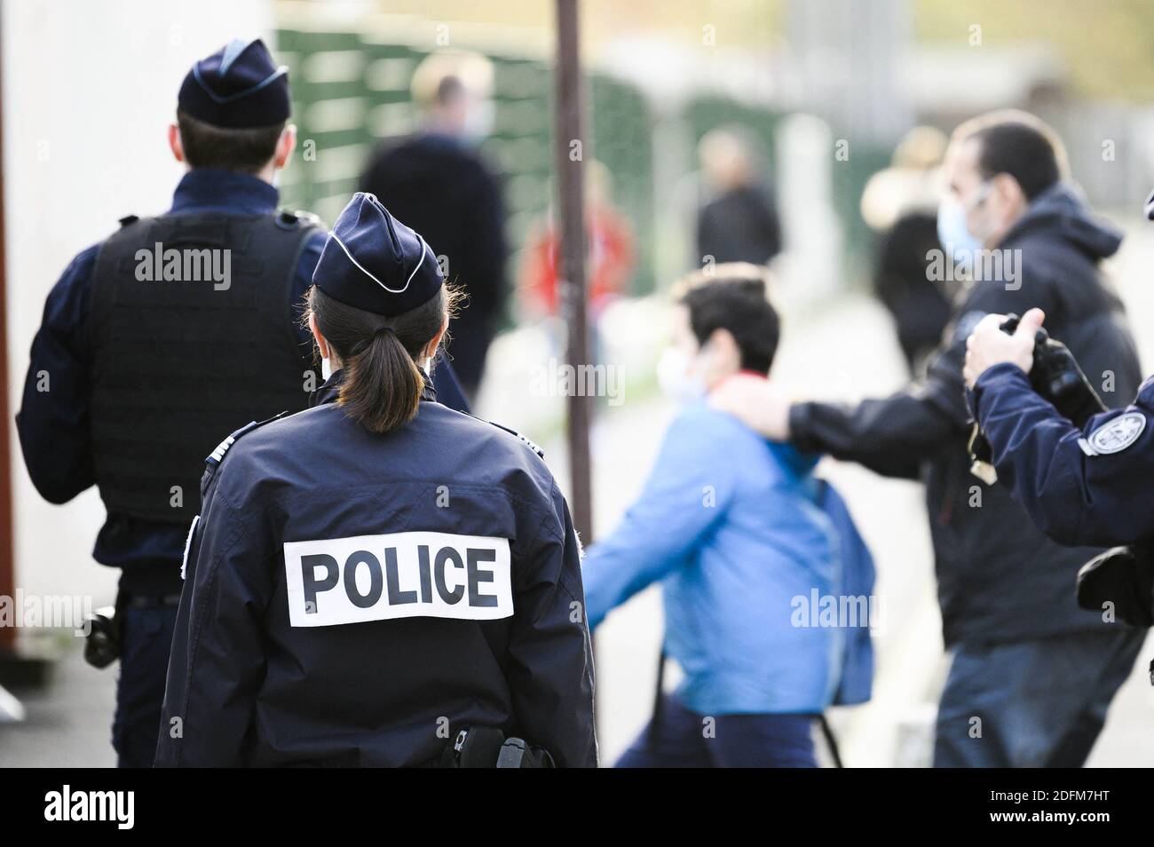 French CRS (Compagnies Republicaines de Securite) police officers stand ...