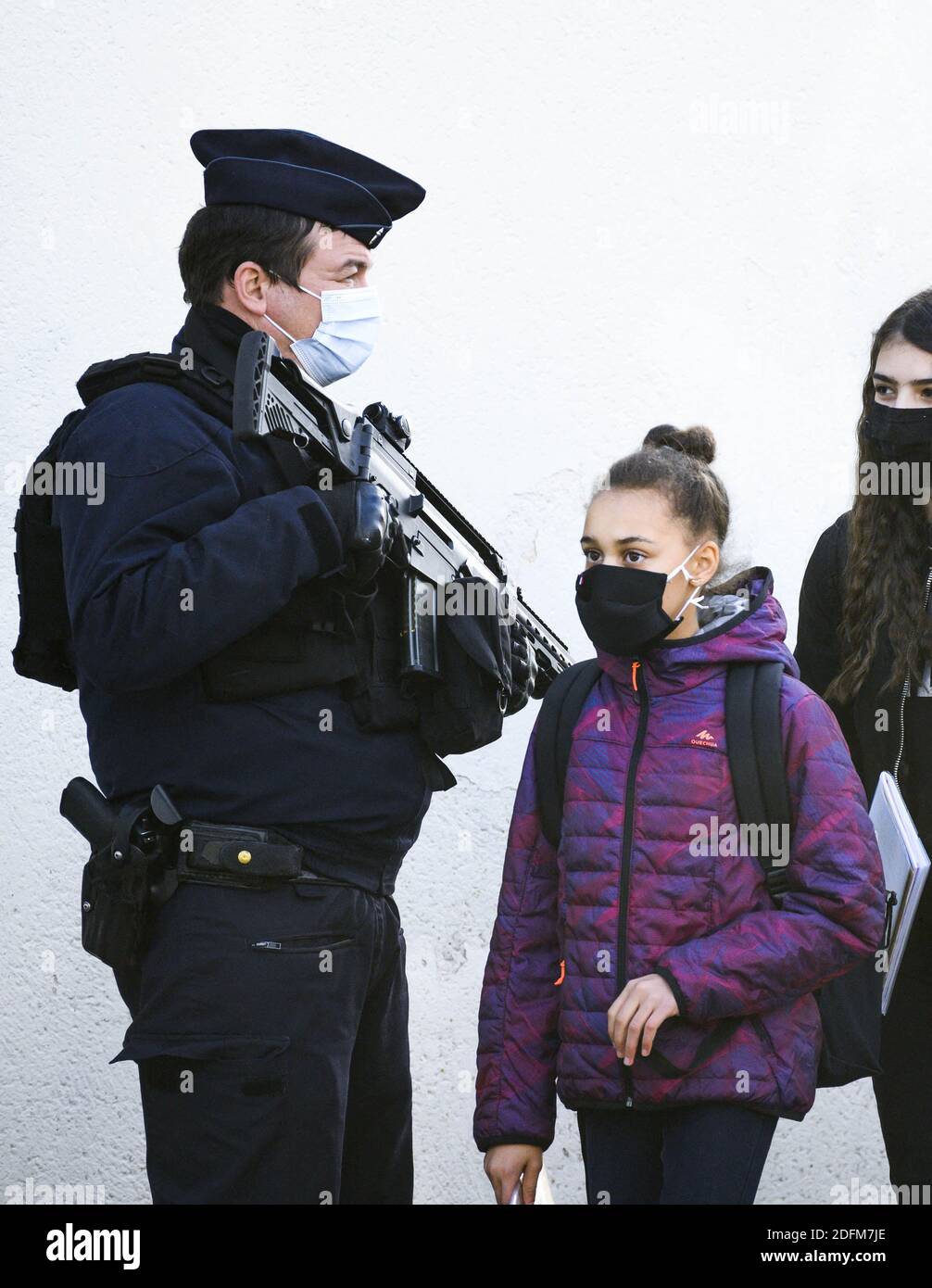 French CRS (Compagnies Republicaines de Securite) police officers stand ...