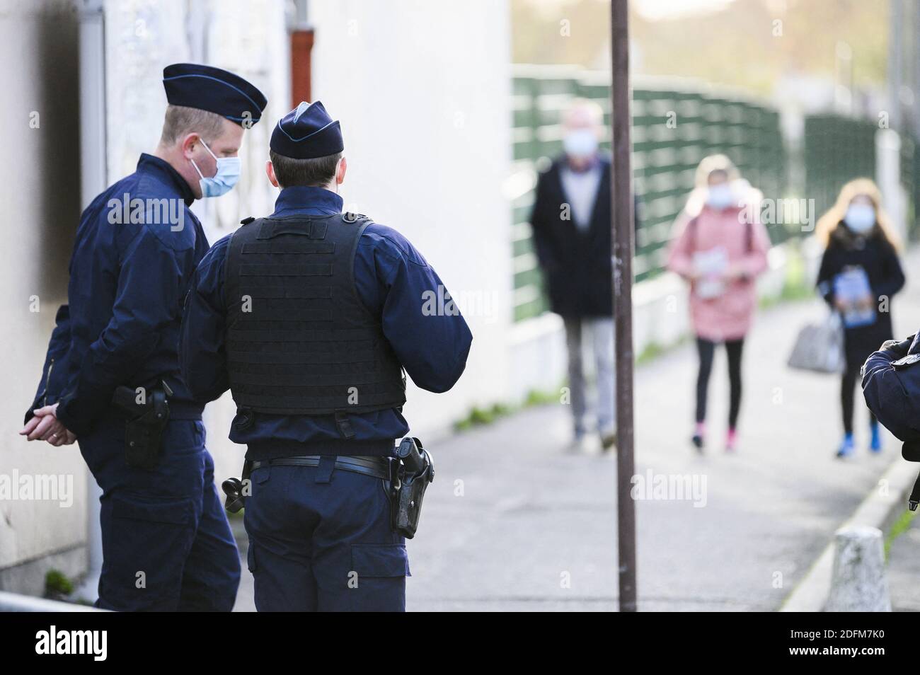French CRS (Compagnies Republicaines de Securite) police officers stand ...