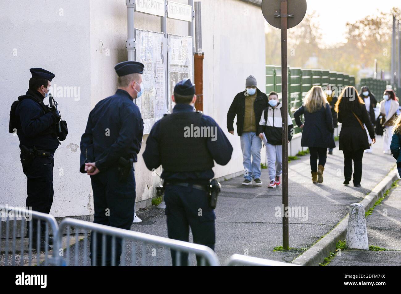 French CRS (Compagnies Republicaines de Securite) police officers stand ...