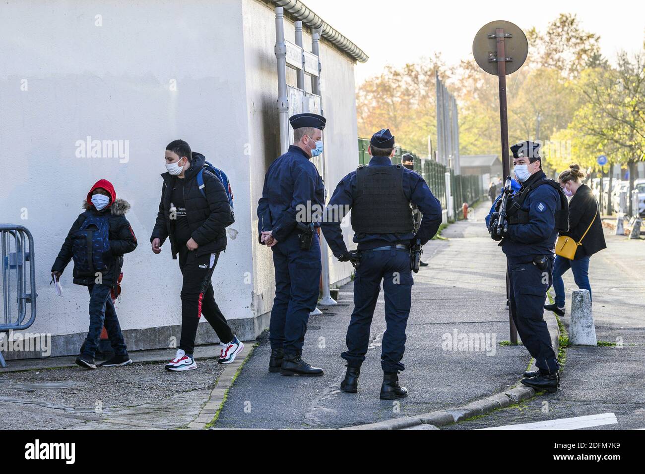 French CRS (Compagnies Republicaines de Securite) police officers stand ...