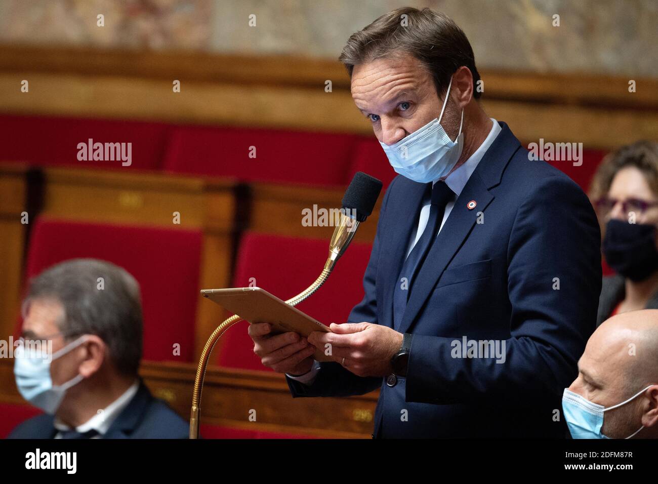 Deputy, Cedric Roussel attends a session of Questions to the Government ...