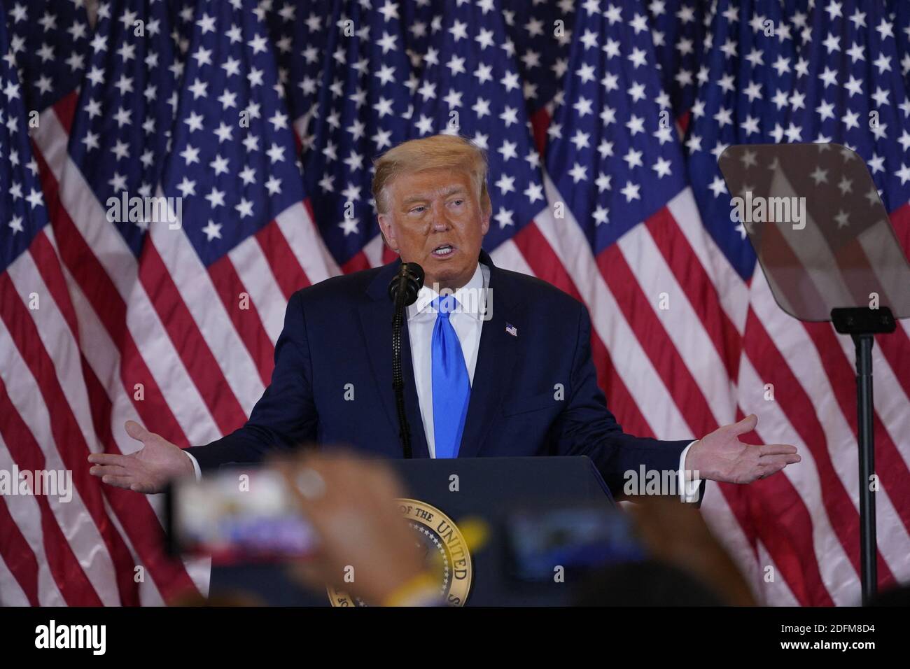 United States President Donald J. Trump makes a statement to the nation ...