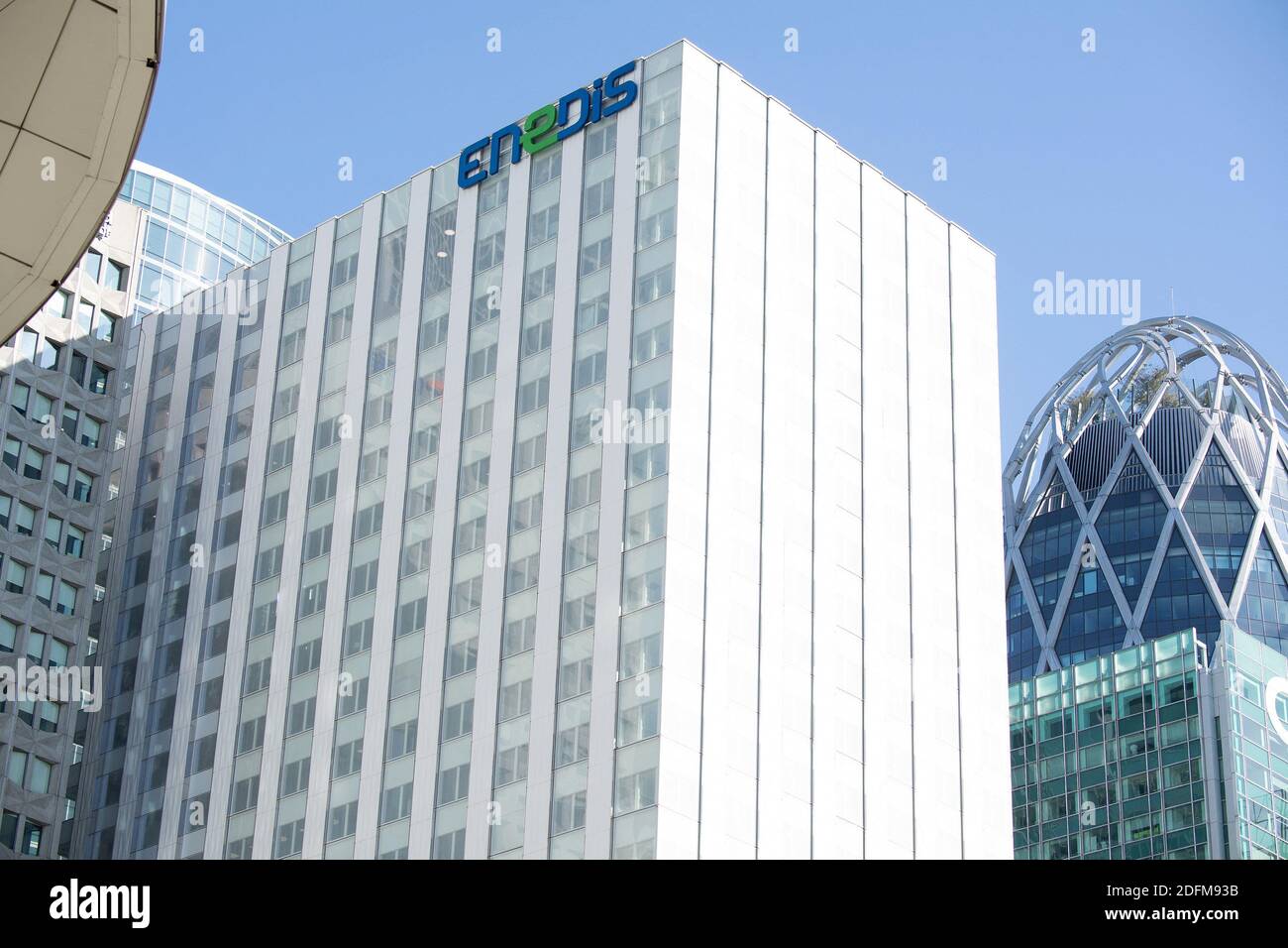 A general view of ENEDIS building in La Defense business district, on ...