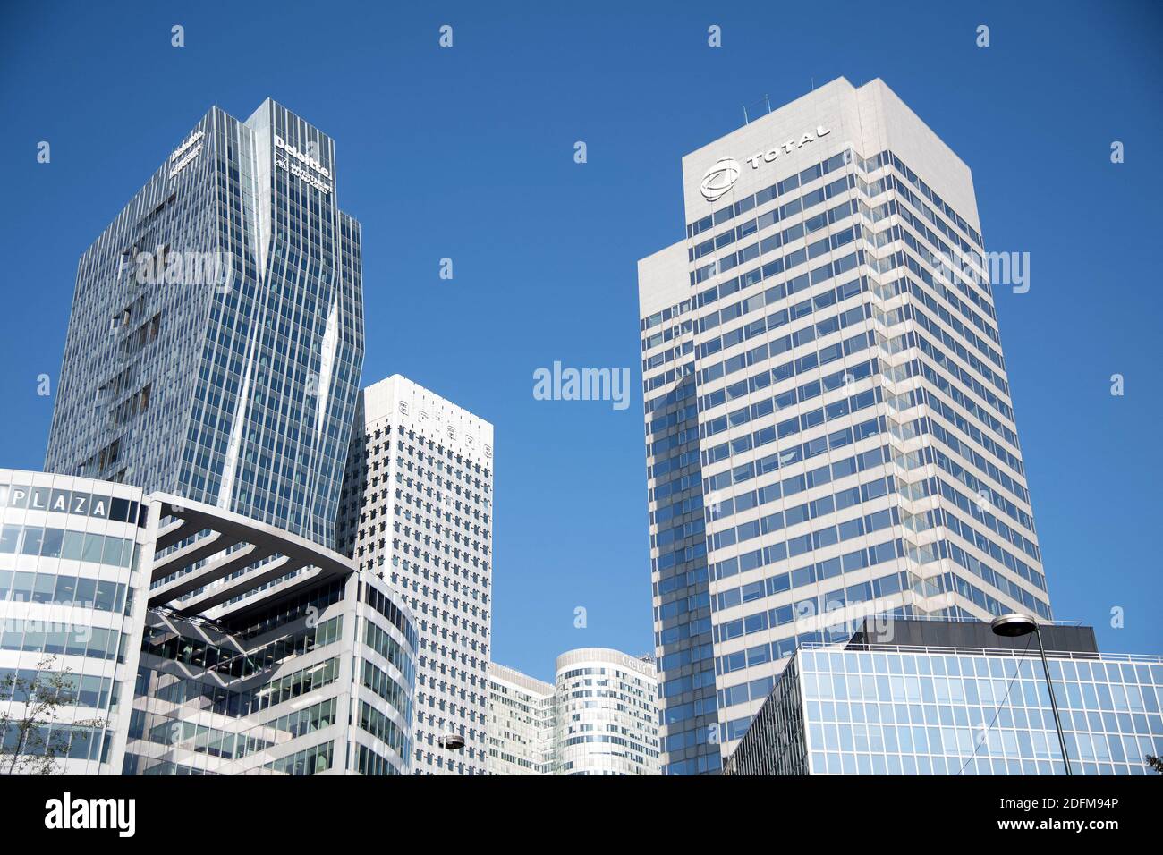 A general view of DELOITTE, ARIANE and TOTAL buildings in La Defense ...