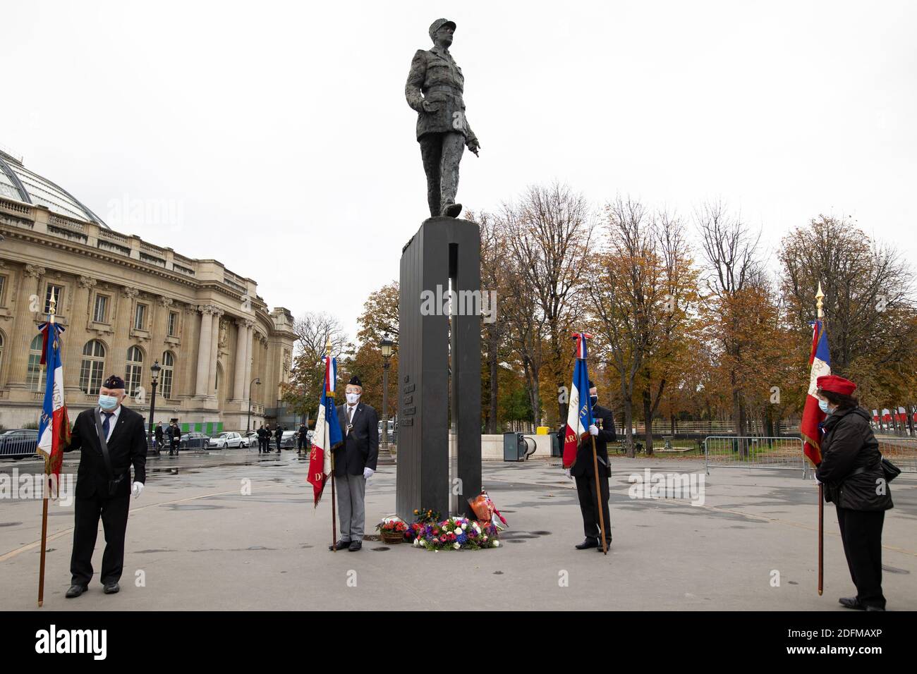 Statue of Charles De Gaulle on the place clemenceau during the Les ...
