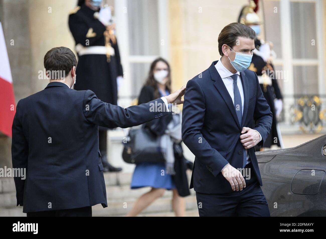 French President Emmanuel Macron and Austrian Chancellor Sebastian Kurz ...