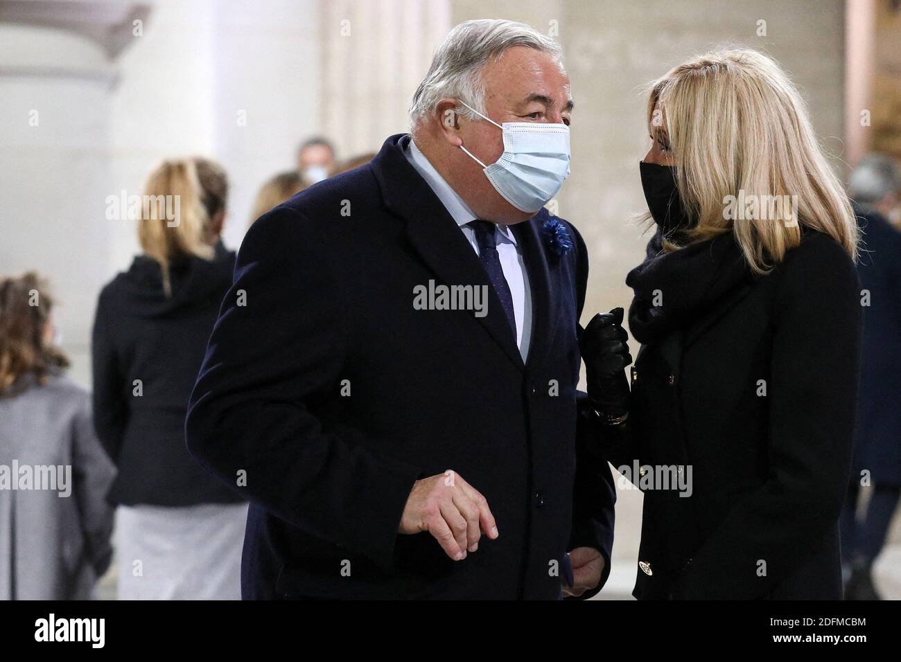 Senate President Gerard Larcher and Brigitte Macron attending the ...