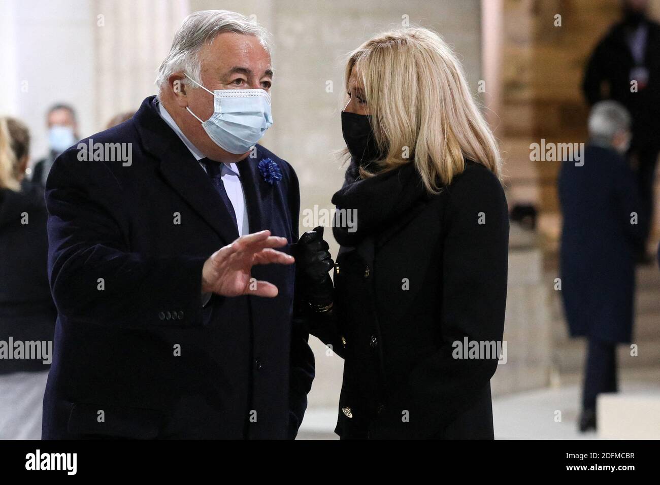 Senate President Gerard Larcher and Brigitte Macron attending the ...