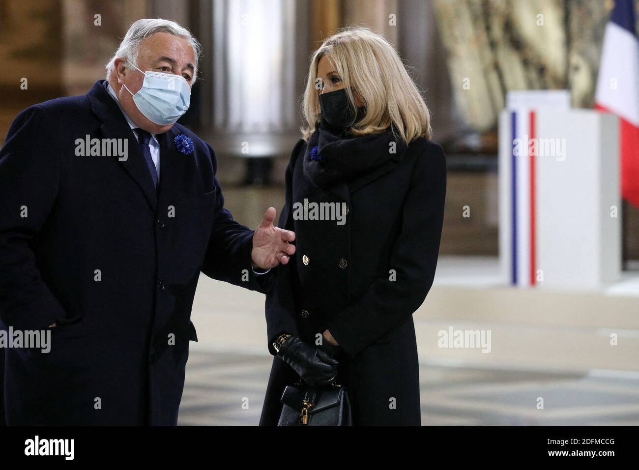 Senate President Gerard Larcher and Brigitte Macron attending the ...