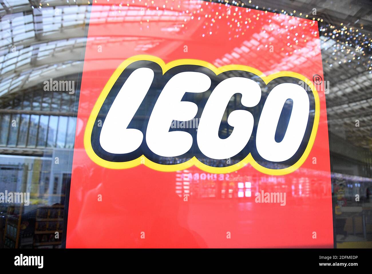 A shop sign of LEGO, on November 14, 2020 in Paris, FRANCE. Photo by ...