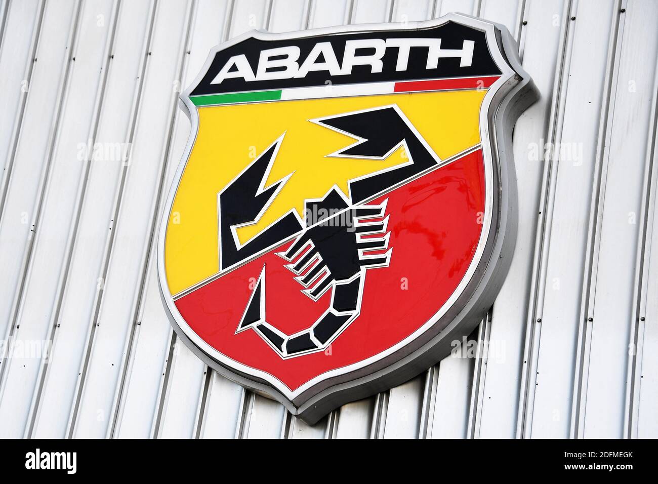 A shop sign of ABARTH, on November 14, 2020 in Paris, FRANCE. Photo by ...