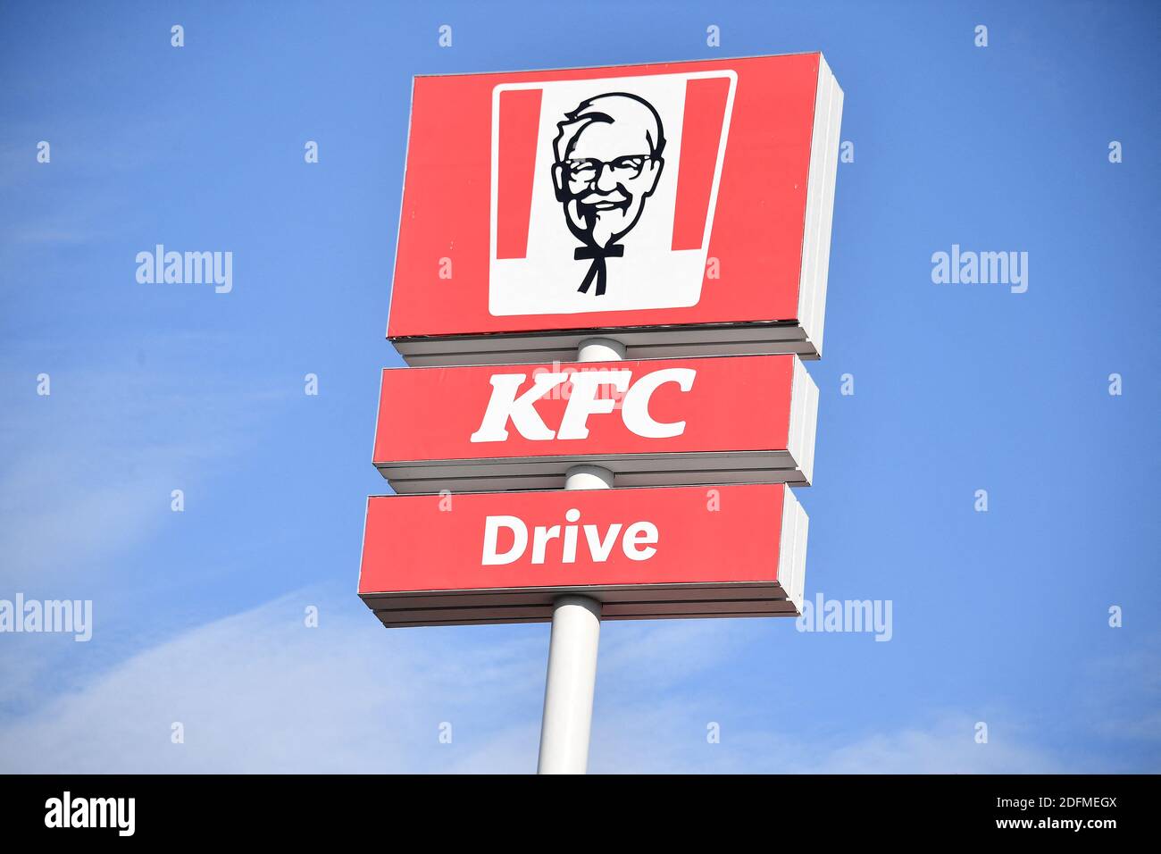 A shop sign of KFC drive, on November 14, 2020 in Bonneuil sur Marne ...