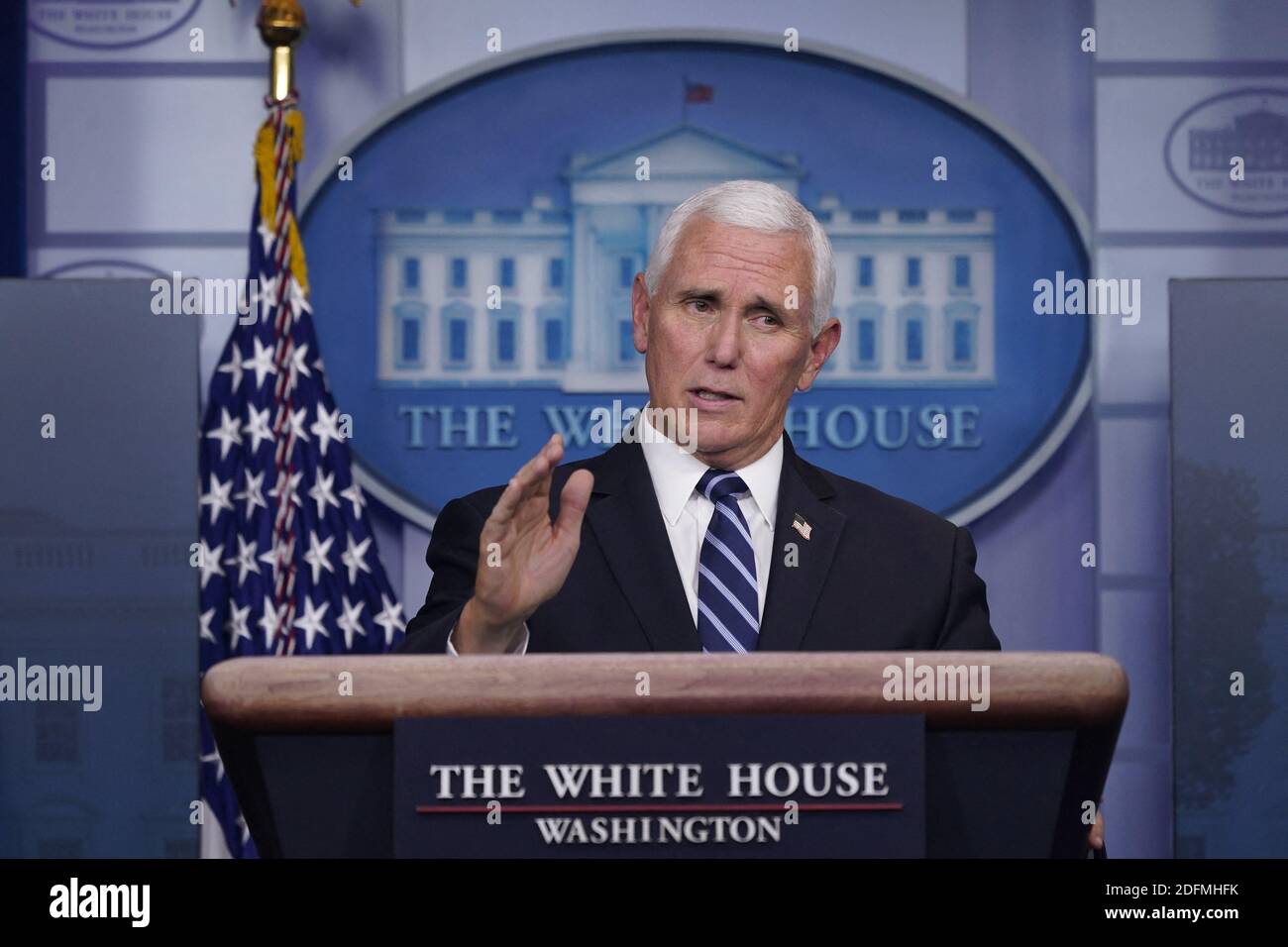 United States Vice President Mike Pence participates in a briefing with ...
