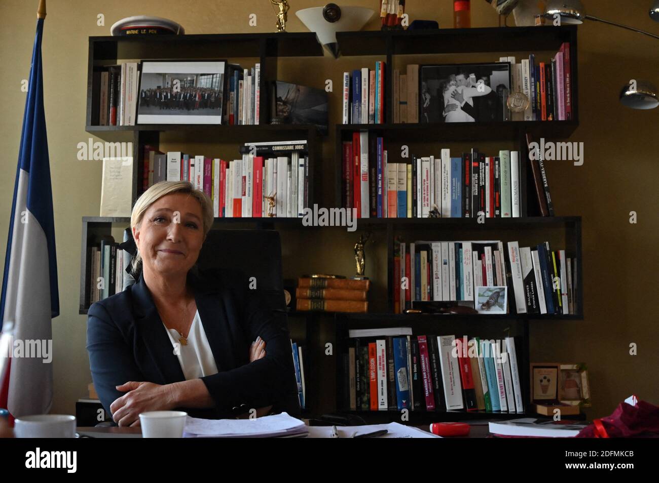 Head of far-right party Rassemblement National Marine Le Pen poses in ...