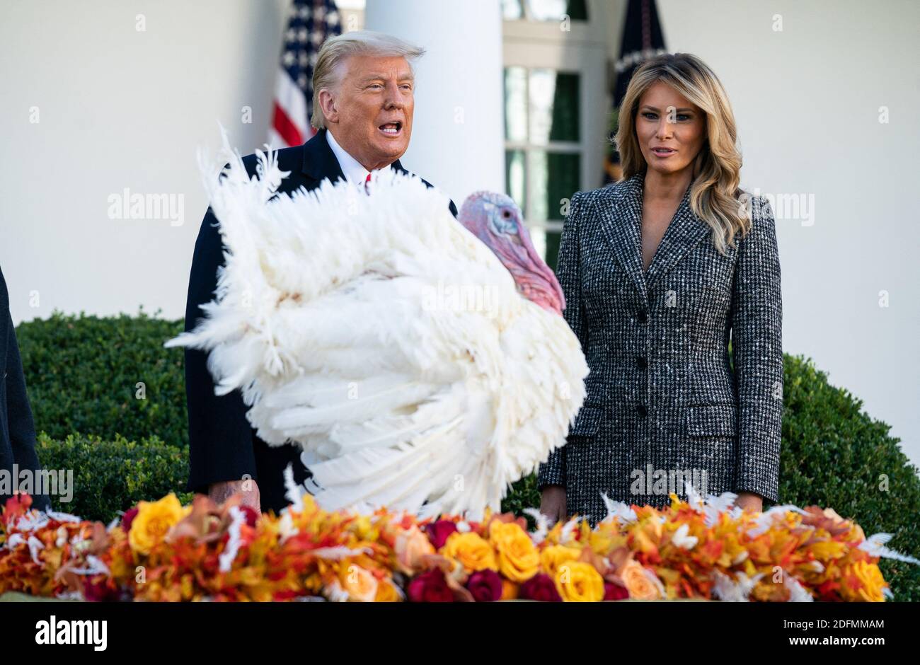 President Donald Trump, joined by First Lady Melania Trump, pardons ...